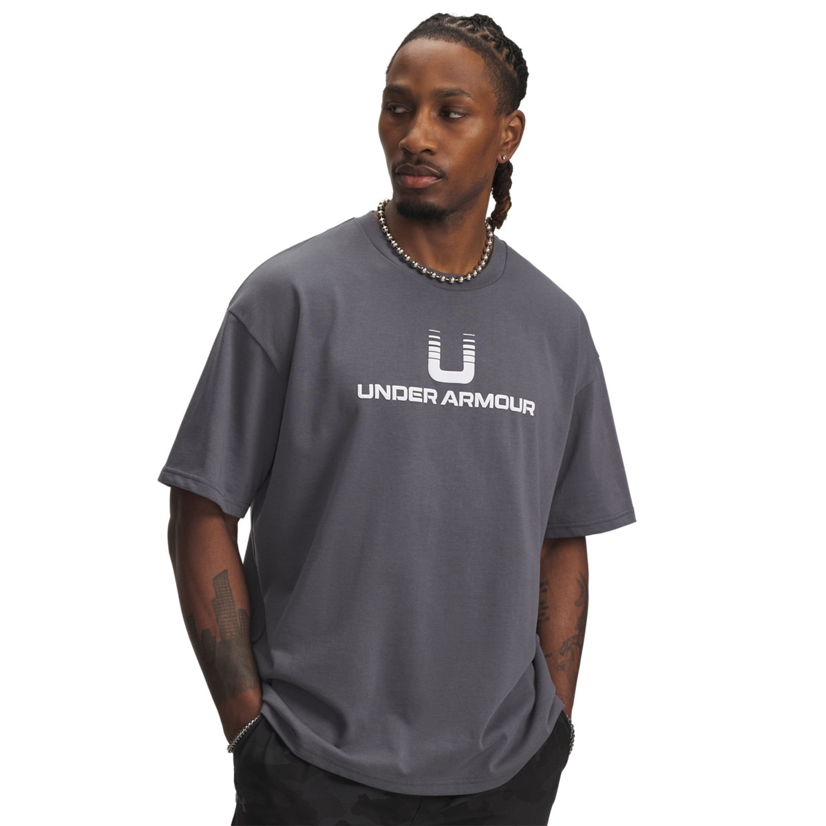 Męski t-shirt z nadrukiem Under Armour UA HWT U LOGO SS - szary ...