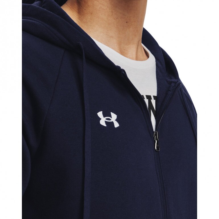 Męska bluza dresowa rozpinana z kapturem Under Armour UA Rival Fleece FZ Hoodie - granatowa ...